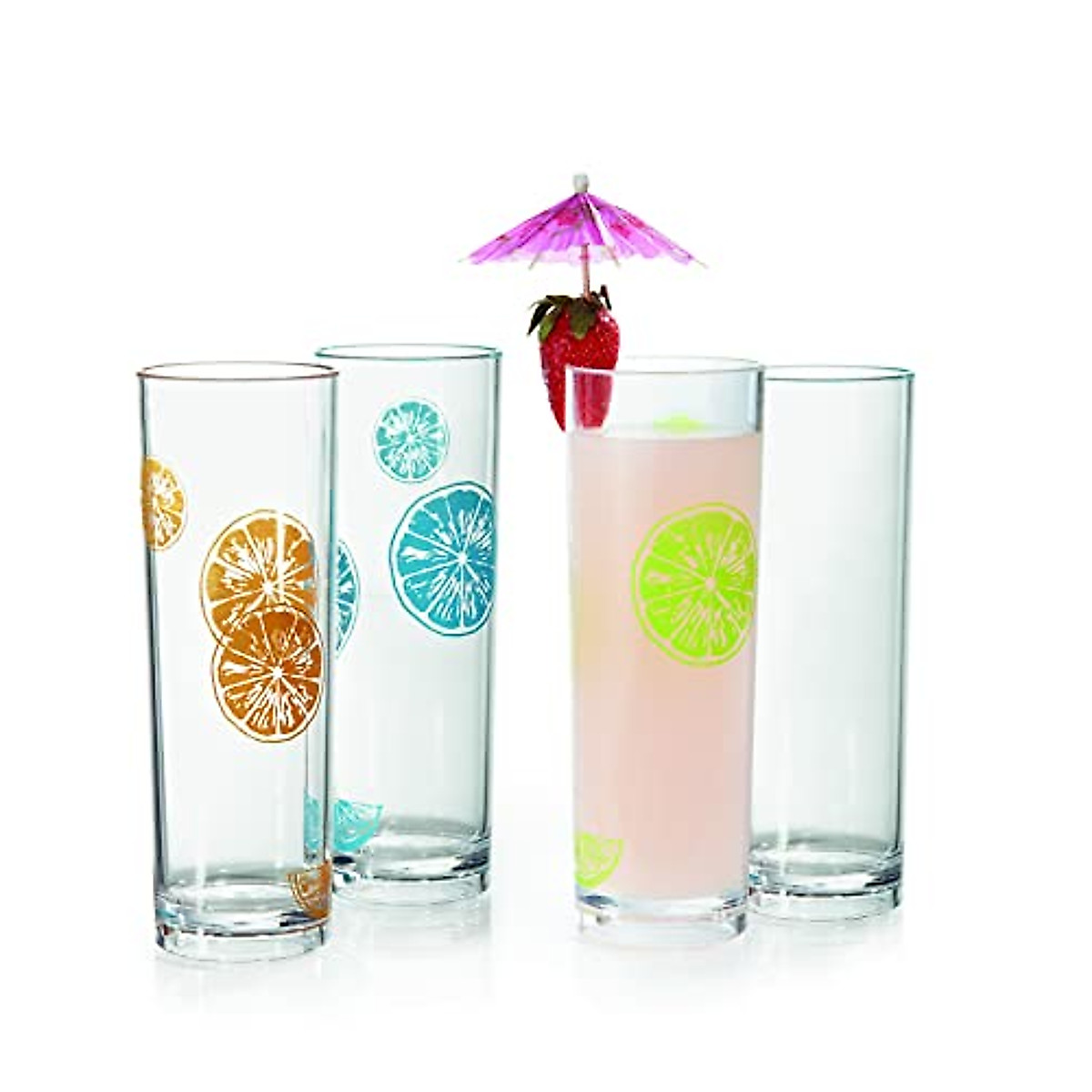 G.E.T. H-14-1-SAN-CL-EC Clear 14 oz. Tom Collins, Break Resistant Dishwasher Safe San Specialty Drinkware Collection (Pack of 4)