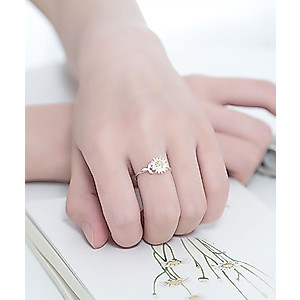 Women'S Sterling Silver Open Ring, Daisy Ring, Adjustable Size Ring 1