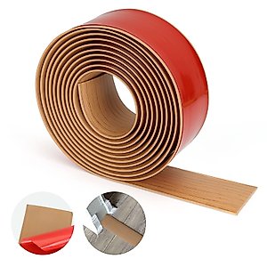 ABuff 10Ft x 2" Floor Transition Strip Self Adhesive Flooring Transitions Vinyl Laminate Floor Trim Flat Divider Strip for Joining Floor Gap, Carpet, Threshold, with Elegant Wood Grain, Brown