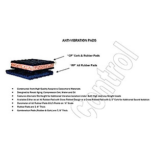 4 Pack of Anti Vibration Pads 4" x 4" x 7/8" Rubber/Cork Vibration isolation pads