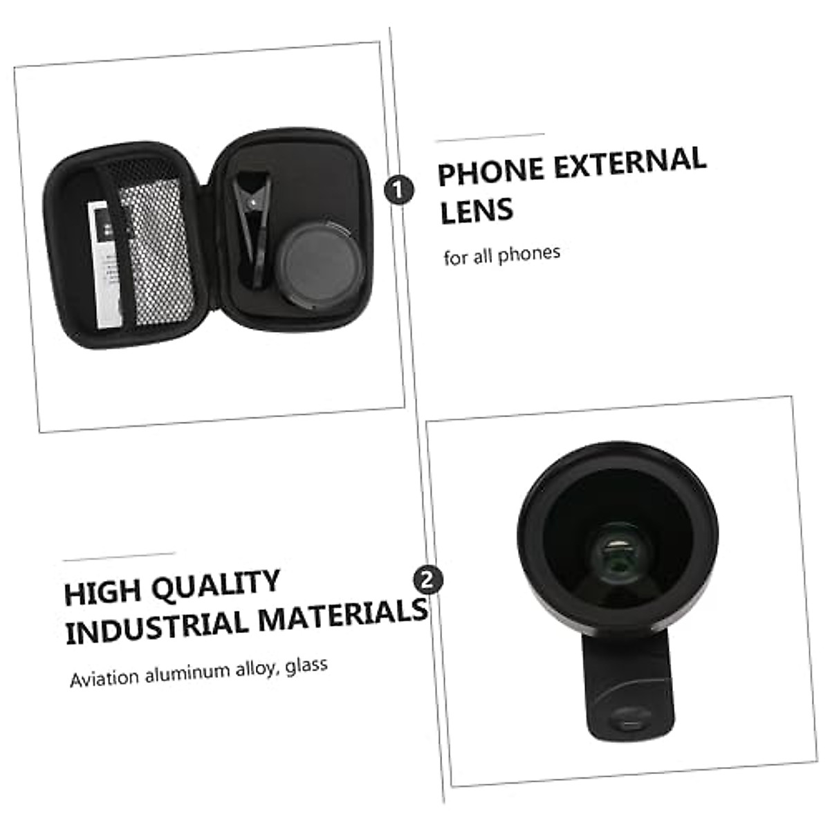 Abaodam 3pcs Set Wide-Angle Lens Phone Wide Angle Lens Intelligent Wide Angle Lens 2 in 1 Clip on Cell Phone Lens Suite Aviation Aluminum Alloy Universal Clip External Wide Angle