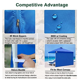 EMSCANOPY SunWall for 12x12 Canopy Frame, 3 Pack Sidewall Only, (White)