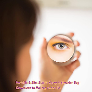 Shatterproof Stainless Steel Ultra Slim Folding Portable Mirror Makeup Unbreakable Camping Mirror For Personal Use,Travelling, Emergency Signaling (Round:6.5 * 6.5CM)