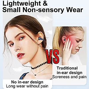 Ertuly Wireless Ear Clip Bone Conduction Earbuds Open Ear Headphones Bluetooth for Android iPhone, Sport Wireless Earbuds with Earhooks Up to 16 Hours Playtime Waterproof Outer Ear Headphones