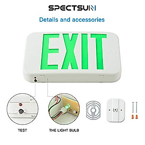 Spectsun 4 PACK LED Exit Sign Red & Green Letter -UL Certified Exit Sign with Battery Backup Emergency Lights-120V-277V Universal Mounting Double Face- ABS Fire Resistance-Exit Lighting for Home