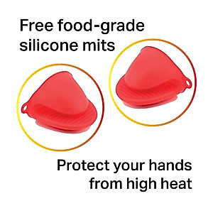 Spark X 2-Pack Silicone Air Fryer Liner 8 inch Reusable Air Fryer Silicone Basket Heat Resistant Easy Cleaning Air fryers Silicone Pot Round for 4 to 8 Qt with Air fryer Mitts (Bronze+Grey)