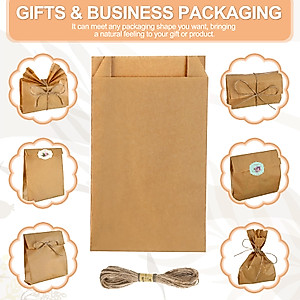 Fulmoon 50 Pieces Soap Paper Bags, 5'' x 8'' Kraft Paper Bags for Packaging Soap Wrappers with 394 Inch Jute Ropes for Soap Making Candy Lipstick Gift Crafts Merchandise Wedding Gift Bags