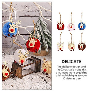 6pcs Christmas Felt Elk Hanging Ornament Antler Reindeer Hanging Pendants Stuffed Reindeer Plush Toy Christmas Tree Decor for Xmas Party Supplies
