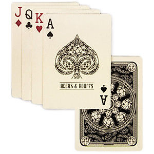 6 Decks Beers & Bluffs Craft Beer Themed Playing Cards | Cream Playing Cards with Custom Hop and Beer Bottle Card Art | Plastic-Coated 310gsm Black Core, Standard Index, Poker Size