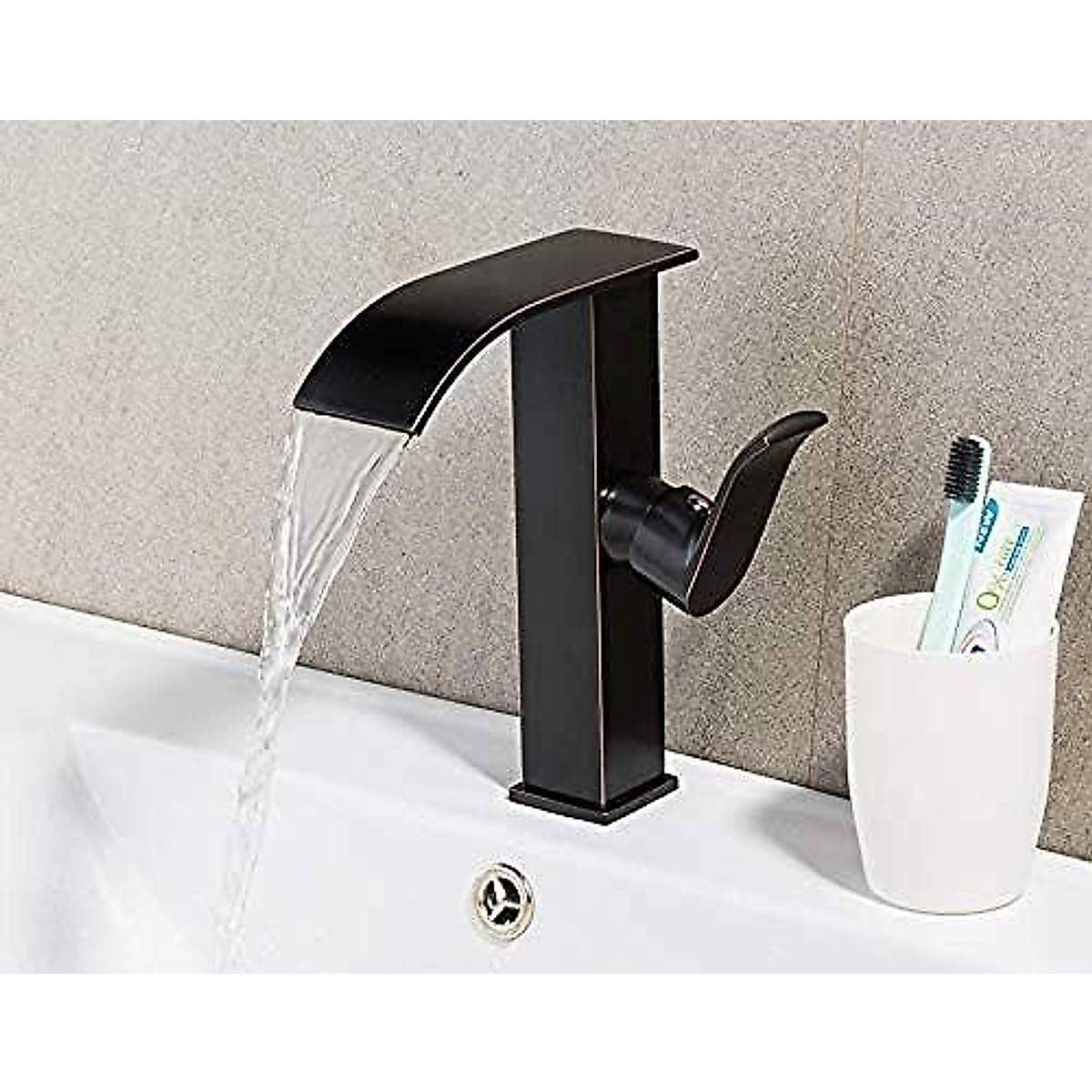Kitchen Taps Basin Faucet Bathroom Waterfall Faucet Mixer Single Handle Brass Faucet Hot and Cold Bath Mixers Square Taps