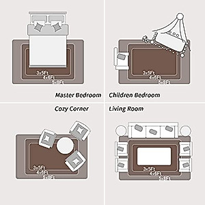 Vocrite Shag Rug for Bedroom, 4'x6' Fluffy Rectangluar Brown Shaggy Living Room Area Rugs, Non-Slip Plush Furry Fuzzy Faux Fur Carpet, Cozy Soft Throw Rug for Classroom Boys&GirlsNursery Dorm