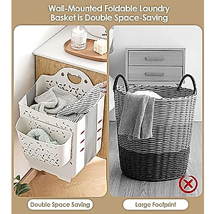 Collapsible Laundry Baskets,13.5 Liter/3.5 Gallon Household Laundry Hamper,Foldable Laundry Basket Plastic Storage Container/Organizer,Space-Saving Wall Hanging Clothes Hamper