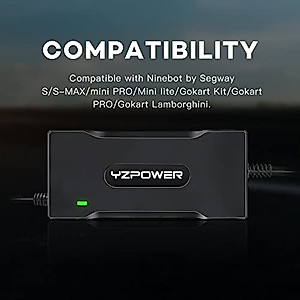 YZPOWER 63V 2A 4 Prong Battery Charger Compatible with Ninebot S S-MAX Mini lite,Power Charger Replacement ninebot Go Kart Kit,Gokart Pro