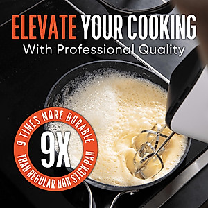 Emura Professional 10 inch Non Stick Frying Pan | Cookware Aluminum Nonstick Coating Skillet | PFOA and PTFE free, Scratch Resistant, Induction & Oven Safe Cooking | All stovetops