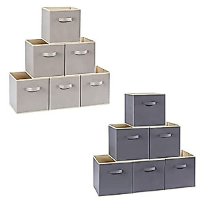 Lifewit 6 Pack Grey Storage Cubes, Bundle with 6 Pack Light Grey Storage Cubes, Medium