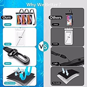 newppon Waterproof Cell Phone Pouch : 3 Pack Universal Water Proof Bag - Underwater Clear Cellphone Case Holder for iPhone 15 14 13 12 11 Pro Max Plus Samsung Galaxy Note S23 for Beach Swimming Pool