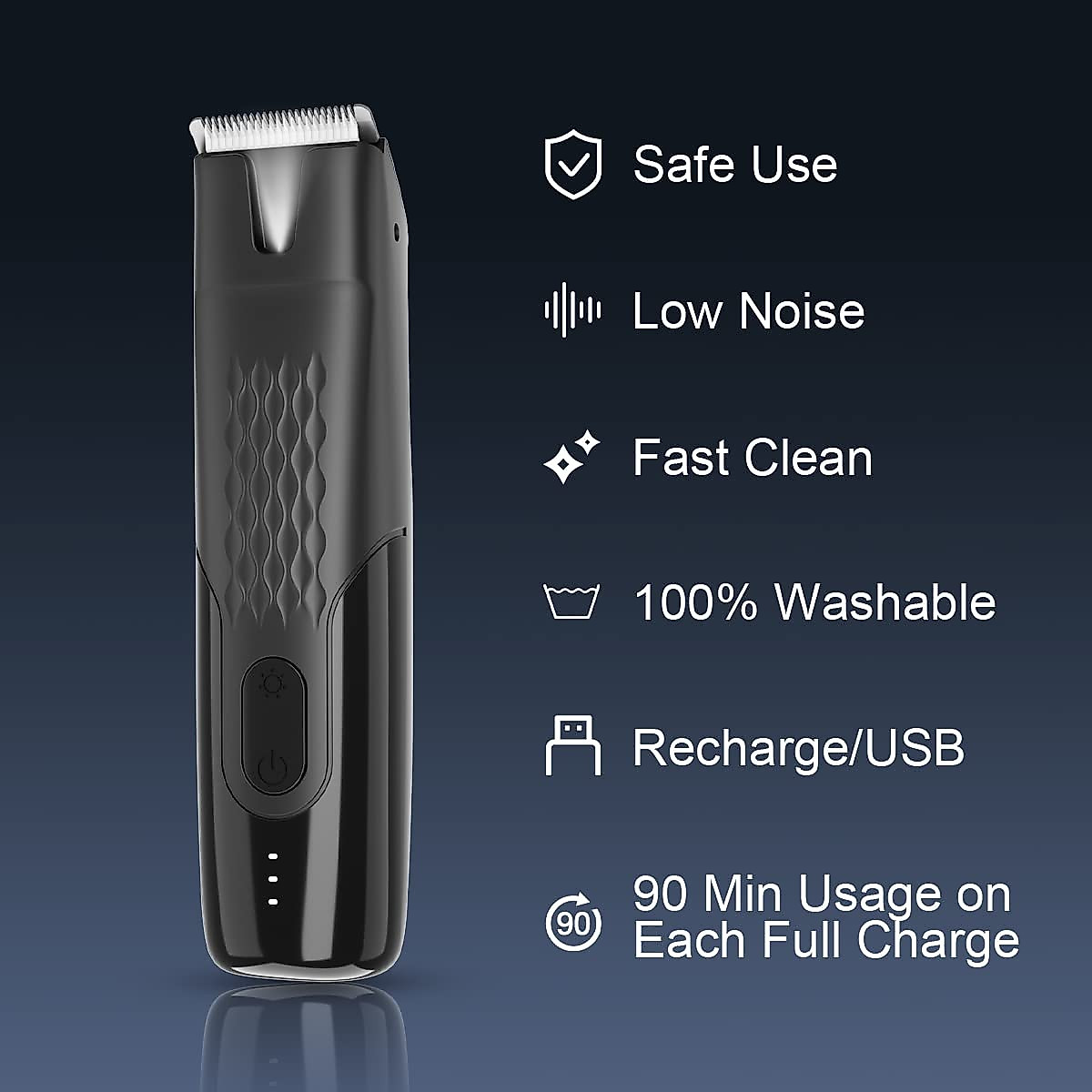 Groin Hair Trimmer for Men,Electric Ball Trimmer/Shaver with Led Light,Replaceable Ceramic Blade Heads,PX7 Waterproof Grooming Kit,1.5Hours Runtime