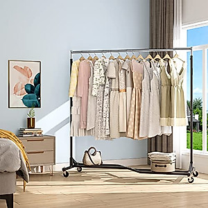 Mr IRONSTONE Upgraded Rolling Clothes Rack, Clothing Racks for Hanging Clothes, Garment Rack Heavy Duty, Commercial Clothes Rack for Clothing, Sturdy Clothes Rack with Shelves