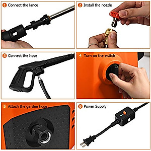 Goplus 3500PSI Electric Pressure Washer, 2.6GPM 1800W Portable High Power Washer Machine w/4 Nozzles for Car Fence Patio Garden Cleaning (Orange)