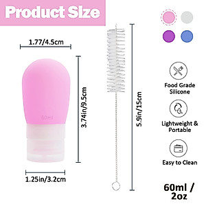 TACYKIBD 4Pcs Squeeze Salad Dressing Bottles, Portable Bulb Sauce Condiment Bottles with 2Pcs Cleaning Brush and Food Storage Condiment Bottles, Leakproof Dressing to Go for Lunch (2oz, 60ML)