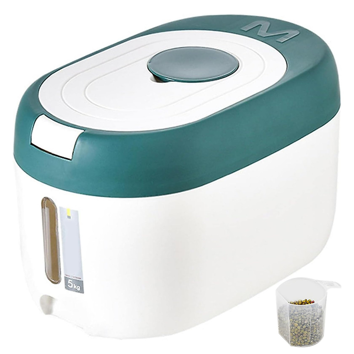 Rice Storage Container, 5KG Sealed Rice Dispenser with Measuring Cup, BPA-Free Cereal Storage Containers for Soybean Corn Kitchen Pantry Organization, Cereal Containers