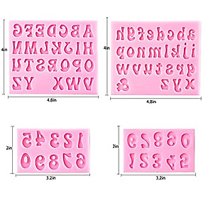 GELIFATLE Letters Molds and Numbers Molds, Silicone Fondant Mold Chocolate Molds, 0-9 Number and 26 Letters Silicone Molds for Baking Desserts and Cake Decoration (4 pack)