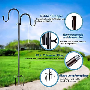 Shepherds Hook 79 Inch (2pcs), Adjustable Shepherds Hook, for Hanging Solar Lights, Bird Feeders, Mason Jars, Christmas Lights, Lanterns, Garden Stakes and Wedding Décor