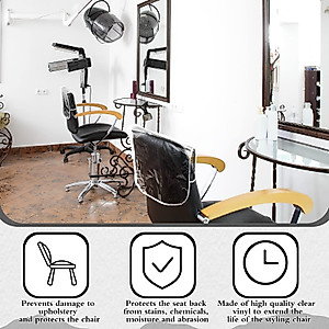 3 Pieces Chair Back Cover Plastic Clear Salon Chair Back Cover Fits Most Standard Chairs Prevent Stains Deform Wear for Barber Shop Salon Office Movie Theater Home 21.5 x 16 x 4.5 Inch (White, Square)
