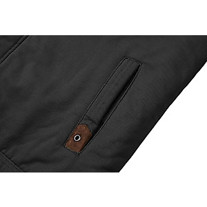 CRYSULLY Men's Winter Thicken Coat Button Cargo Jacket Windbreaker Coat Dark Grey