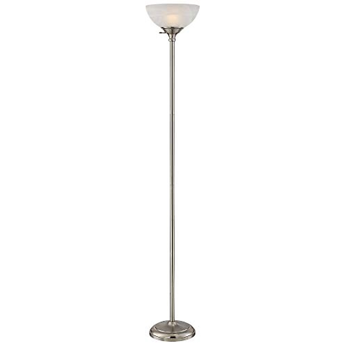 360 Lighting Maddox Modern Torchiere Floor Lamp 71" Tall Satin Nickel Silver Slim Profile Alabaster Glass Shade Pole Light for Living Room Reading House Bedroom Home Office