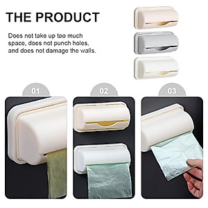 Garbage Bag Dispenser Roll Holder, Wall Mount Plastic Trash Bag Dispenser Single Side Loaded Organizer Storage Box Holder for Garbage Bag Grocery Bag Plastic Bag, 3pcs