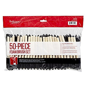 Artlicious Foam Brush Set - Pack of 50 Disposable, 1-inch Sponge Paint Brushes for Acrylic Painting, Staining, Varnishes & DIY Craft Projects - Art Supplies﻿