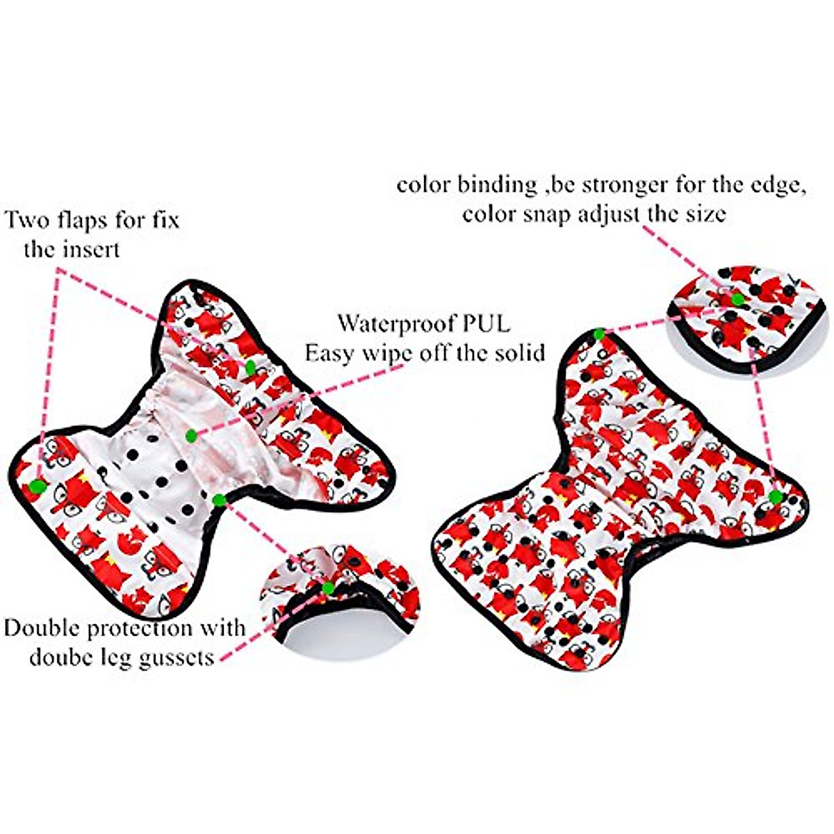 simfamily One Size Fit All Baby Reusable Waterproof Diaper Nappy Cover Double Gussets