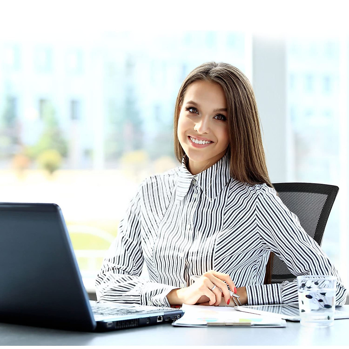 STAFFPENGUIN Ergonomic Computer, Home Wheels, Mid Back Mesh Office Desk Rolling Swivel Task Chair with Lumbar Support Armrests, Black