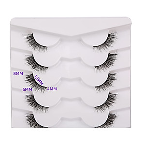 GMAGICTOBO Fluffy Half Lashes Wispy Short False Eyelashes Natural Look Cat Eye Lashes Pack 3D Criss-Crossed Lashes Strips 7 Pairs Multipack
