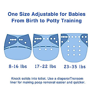 Newborn Cloth Diaper Reusable Adjustable Washable One Size Baby Swim Diapers Baby Girls and Boys Pocket Cloth Diapers Covers Includes 6 Packs Diapers + 6 Incerts +One Wet Bag