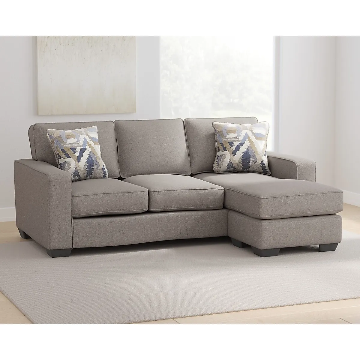 Signature Design by Ashley Greaves Modern Sectional Sofa Couch with Convertible Chaise Lounge, Beige