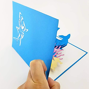 POP CARD EXPRESS White Shark Pop Up Card, 3D Popup Greeting Card - Ocean Birthday Pop Up Card, Congratulations, Thank you, Get Well for Friend, for son, for husband, for children