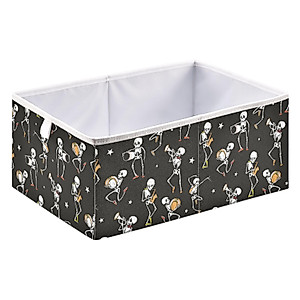 Sletend Cube Storage Bins Skull Collapsible Storage Baskets Foldable Fabric Storage Box for Clothes, Toys 11" x 11" x 11"