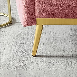 Penifun Teddy Accent Modern Side Gold Legs & Waist Pillow, Single Sofa Couch Armchair Reading Chairs for Living Waiting Room Bedroom Pink