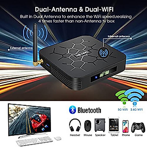 Android TV Box, X6 PRO Android TV Box 4GB RAM 32GB ROM Allwinner H6 Quad-Core 64Bits , 2.4G/5.8GHz Dual-Band WiFi with BT 3D/4K Full HD/H.265/USB3.0 Android Box
