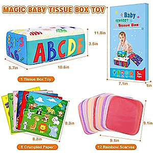 Yunaking Baby Toys 6 to 12 Months Magic Baby Tissue Box Montessori Toys for 1 Year Old Infant Toys 12-18 Months Sensory Toys for 5 6 9 12 18 Months Newborns Birthday Gift