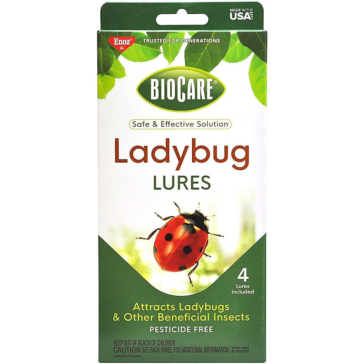 BioCare Ladybug Lures, Nontoxic and Pesticide-Free, Made in USA, 4 Count, Brown - S702