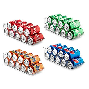 Clear Can Dispenser for Soda and Food - Open Top Storage Organizer for Pantry, Fridge and Freezer - Set of 2