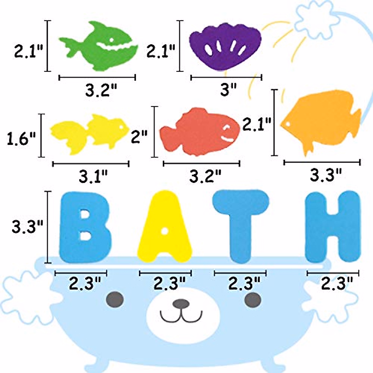 66pcs Bath Toys Foam Letters Alphabet Numbers Animals Toys Set for Kids Bath Time Fun