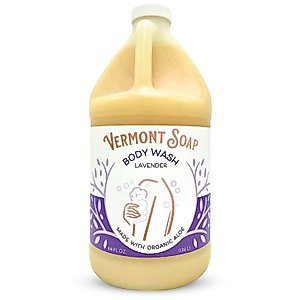 VERMONT SOAP Natural Body Wash with Shea Butter, Mild Gel Body Wash for Moisturizing and Soothing Skin, Fragrance Free Body Wash for Women & Men (Lavender, 64oz)