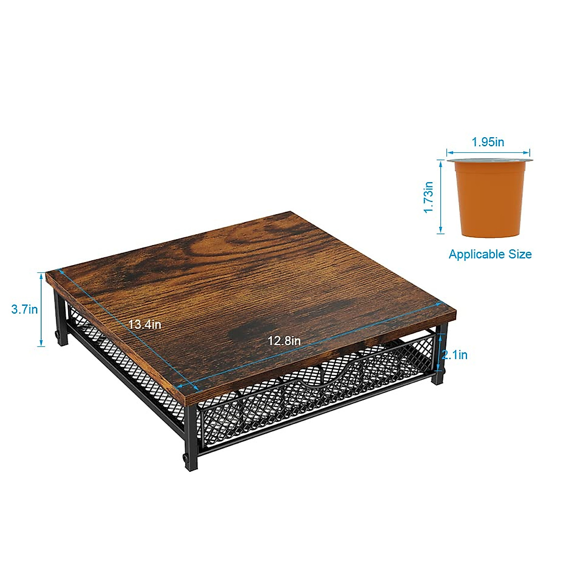 Coffee Pod Drawer Holder for K Cup Coffee Pods Holder for Counter 36 Capacity Pods Storage Organizer for K Cups Capsule Storage with Sliding Baskets for Coffee Station Black