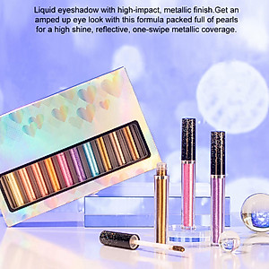 12 Colors Liquid Glitter Eyeshadow Set, Shimmer Sparkling Eyeshadow -Waterproof Long Lasting Quick-Drying Eyeshadow Metallic Pigment Primer Base Makeup Kits