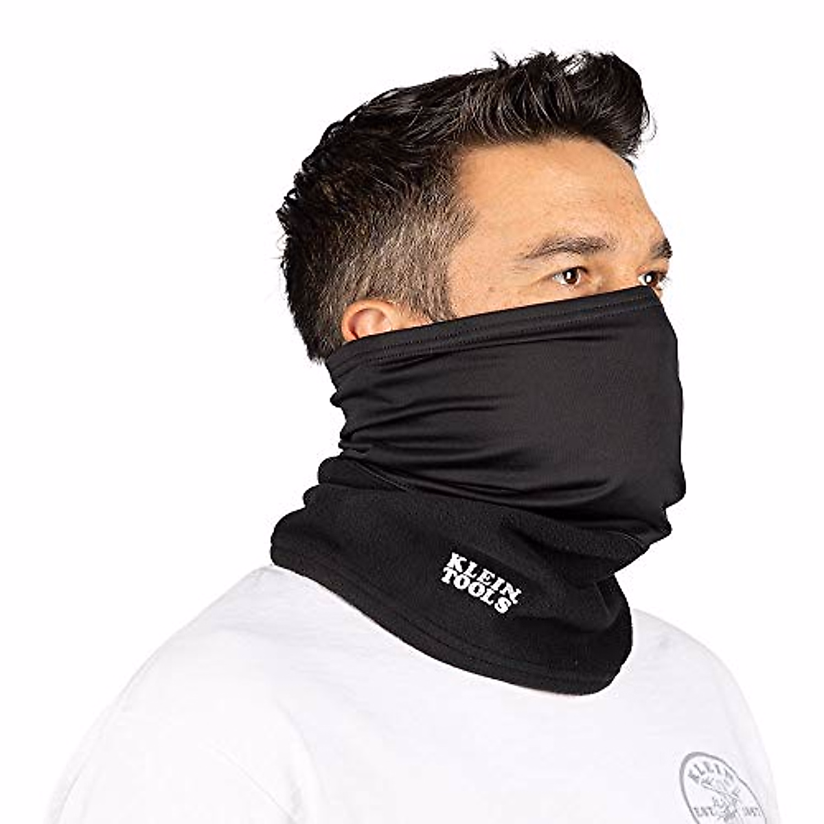 Klein Tools 60466 Neck and Face Warming Gaiter, Double-Layered Half-Band, Black, One Size fits Most
