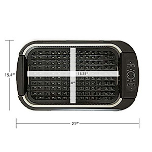 Power XL Smokeless Electric Indoor Removable Grill and Griddle Plates, Nonstick Cooking Surfaces, Glass Lid, 1500 Watt, 21X 15.4X 8.1, black